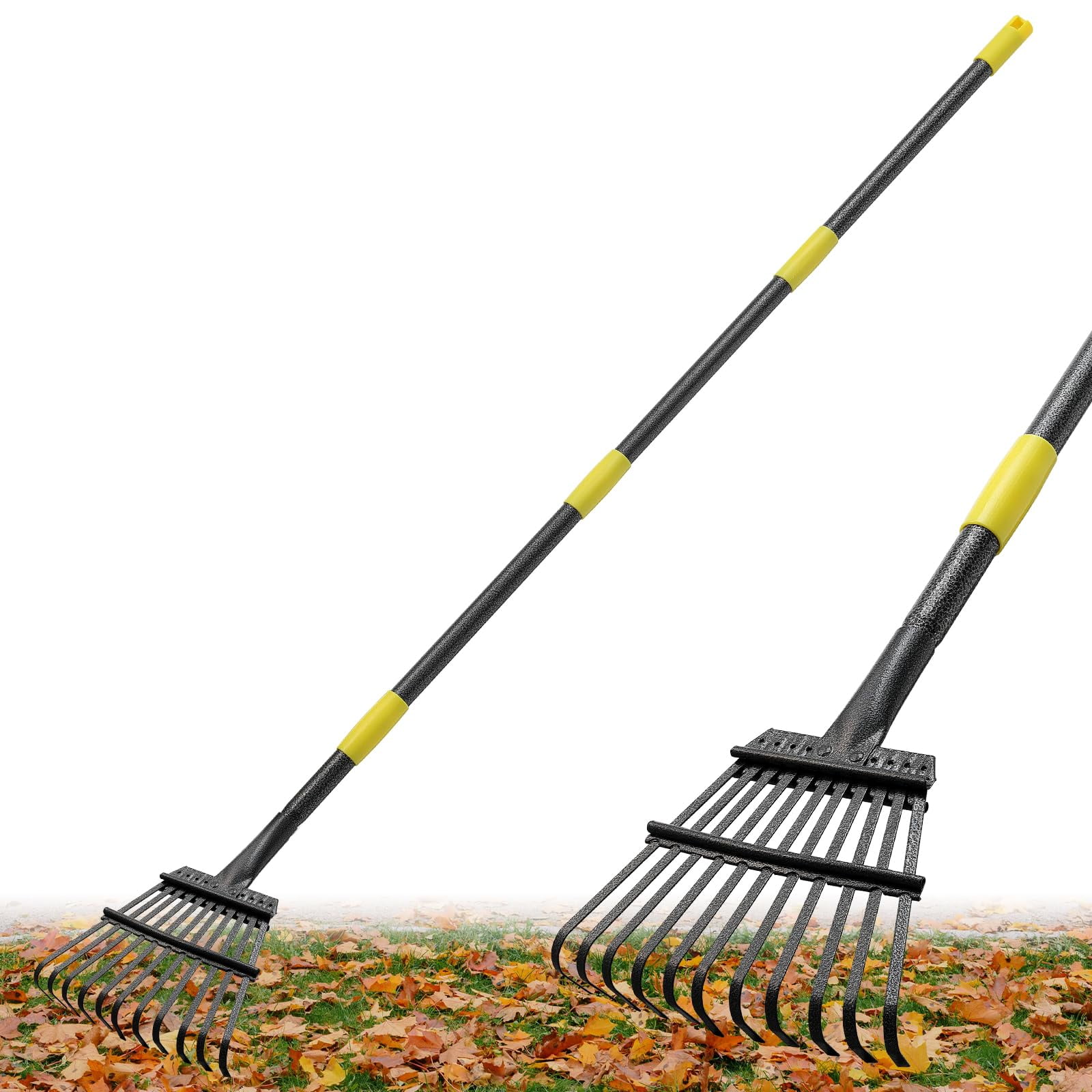 Rake for Leaves, 8.5 Inch Wide Small Garden Rake - 60 Inch Long Handle ...