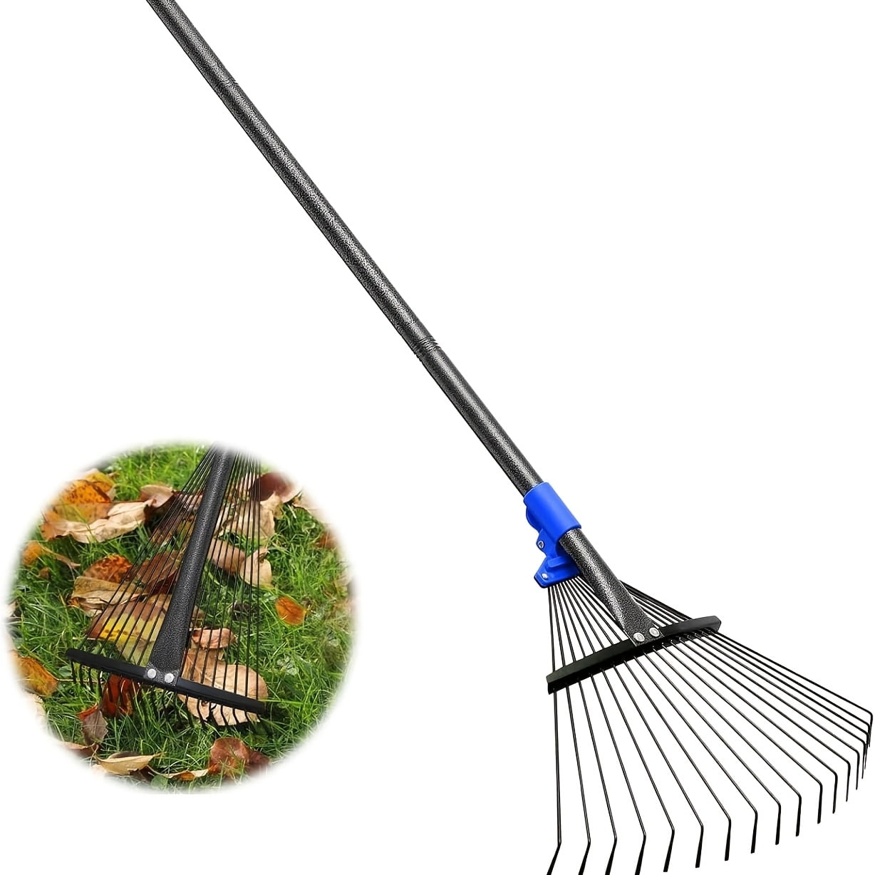Rake for Leaves, Adjustable Garden Leaf Rakes for Lawns Heavy Duty ...