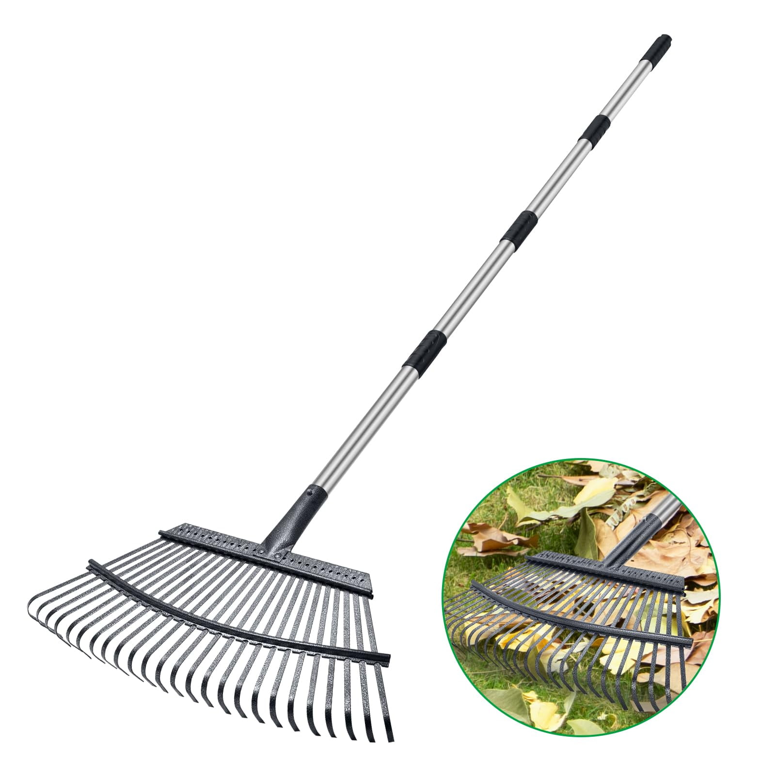 Rake for Leaves Heavy MMF7 Duty 72 Inch Long Expandable Leaf Rake, 18 ...