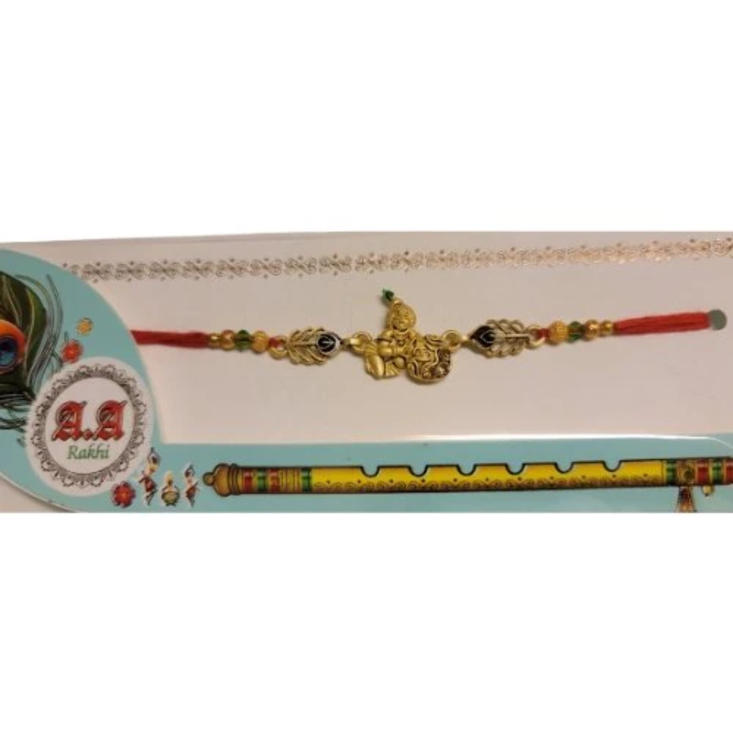 Rakhi Krishan Bhagwan Chain Golden Colour Beautiful Rakhis (3 Rakhis ...