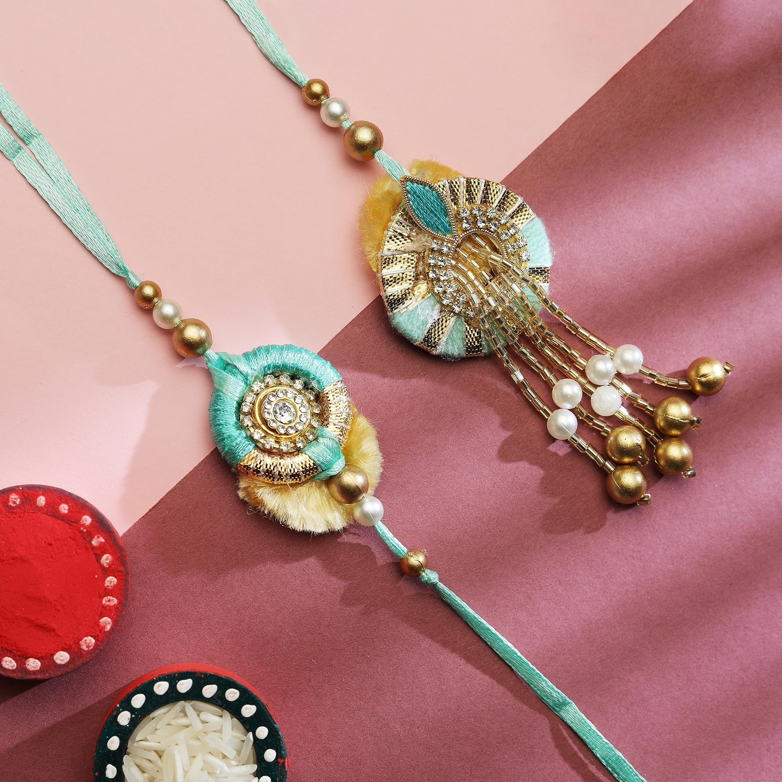 Rakhi Lumba set of 2 Rakhi for Brother and Bhabhi Bhaiya Bhai Rakhi Set ...