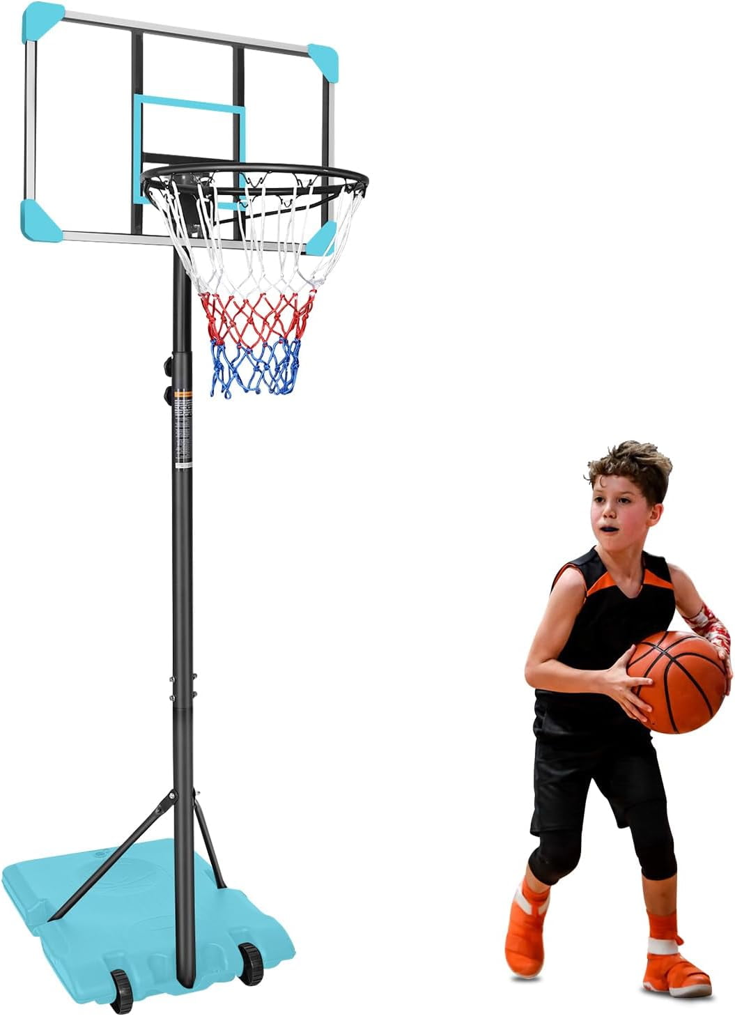 Rakon Portable Basketball Stand Height Adjustable 5.6 ft -7 ft 28 in ...