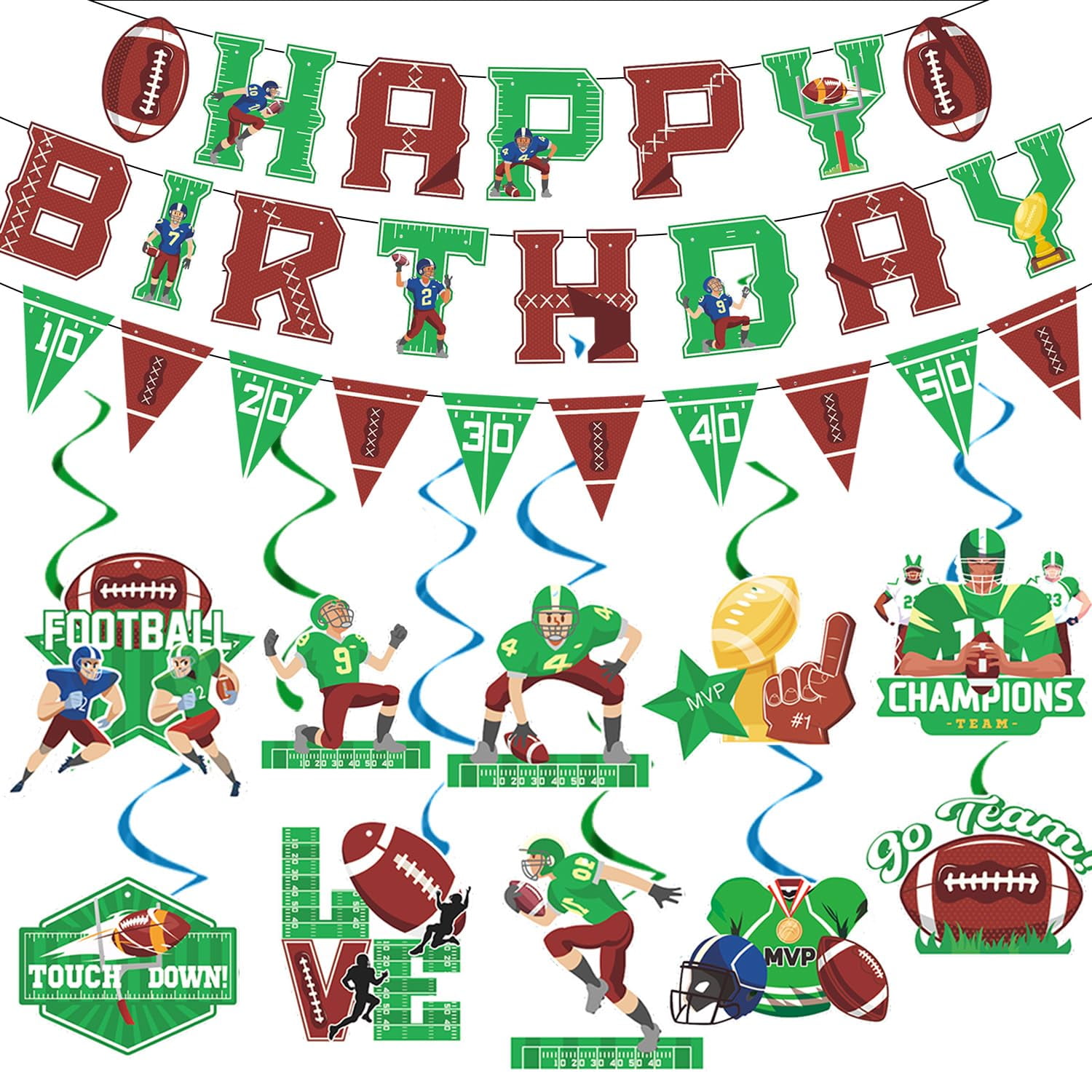 Rakuto Football Birthday Party Decorations - 13PCS Football Party Decorations Happy Birthday ...