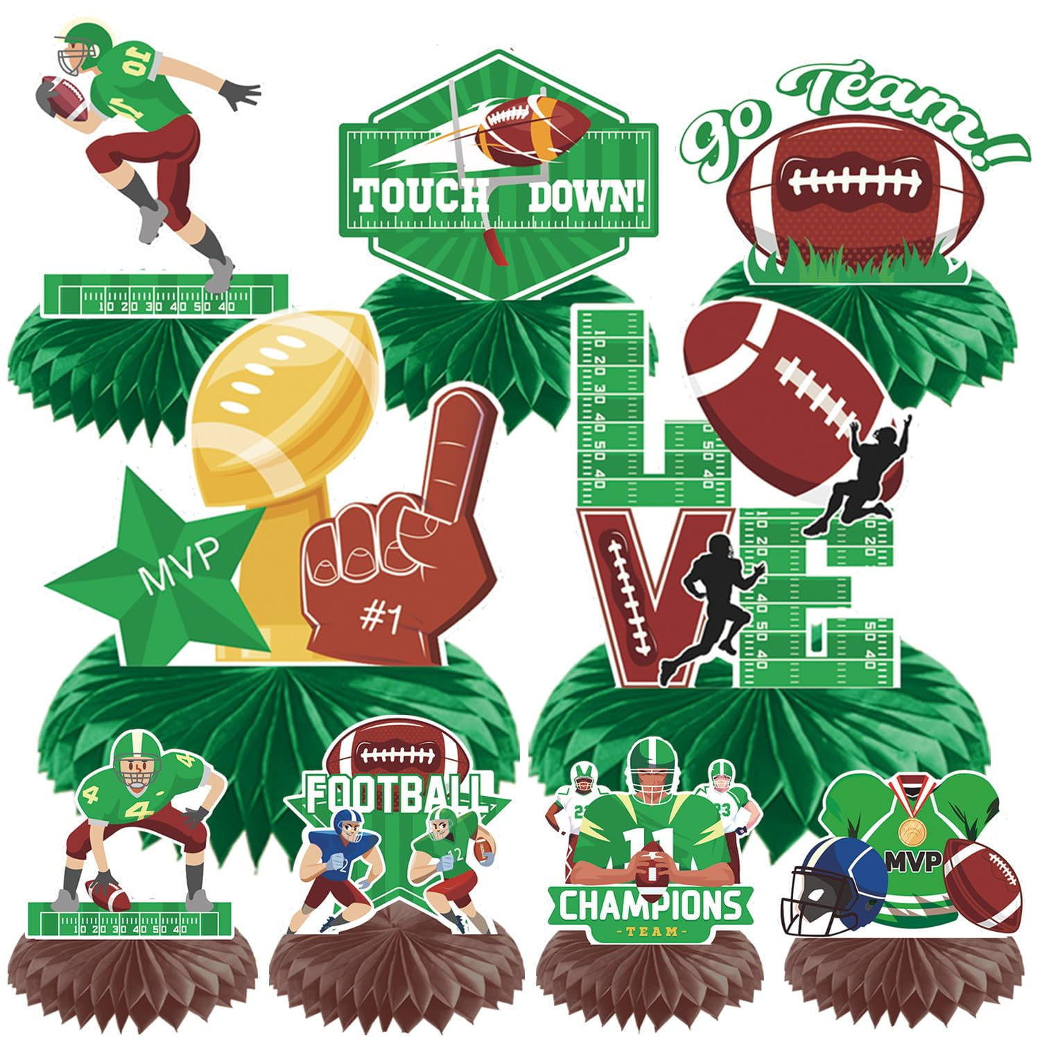 Rakuto Football Birthday Party Decorations - 9PCS Football Honeycomb Centerpieces Party ...