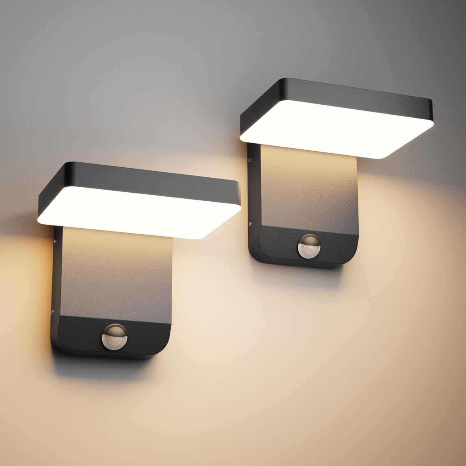 Ralbay Motion Sensor LED Outdoor Wall Lights Set of 2,Modern Black ...