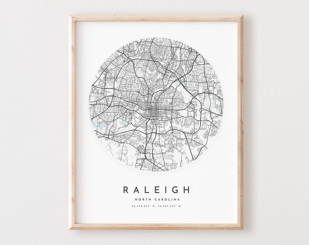 Raleigh Map Print, Raleigh Map Poster City Wall Art, Nc Road Map, North ...