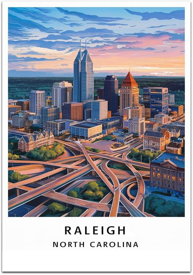 Raleigh Map Retro Style Travel Canvas, Raleigh Map Vintage Rustic ...