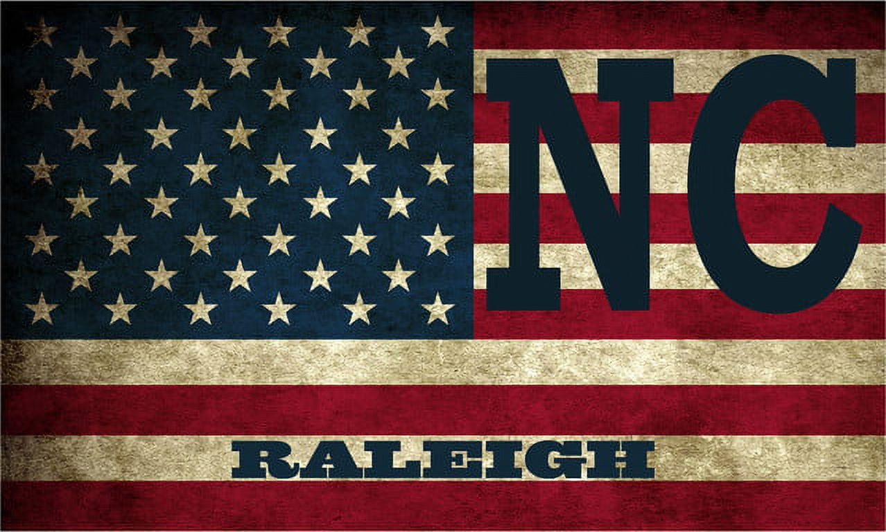 Raleigh NC North Carolina Wake County Vintage US Flag Decal Bumper ...