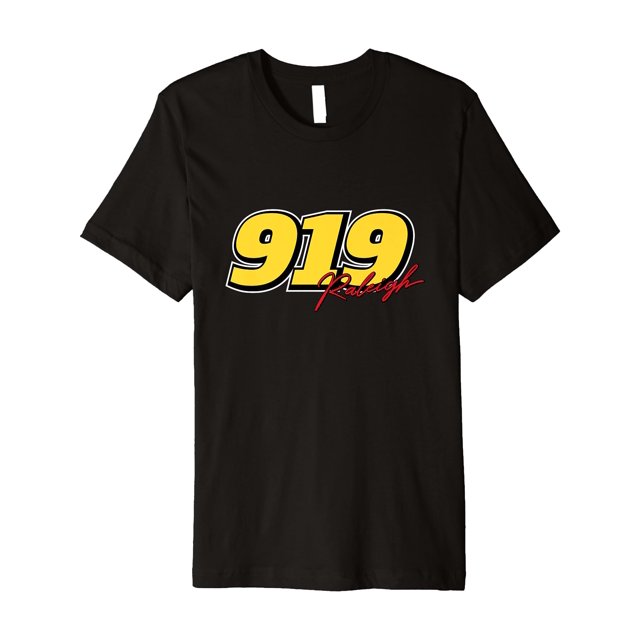 Raleigh North Carolina 919 Area Code Racing Style Premium T-Shirt ...