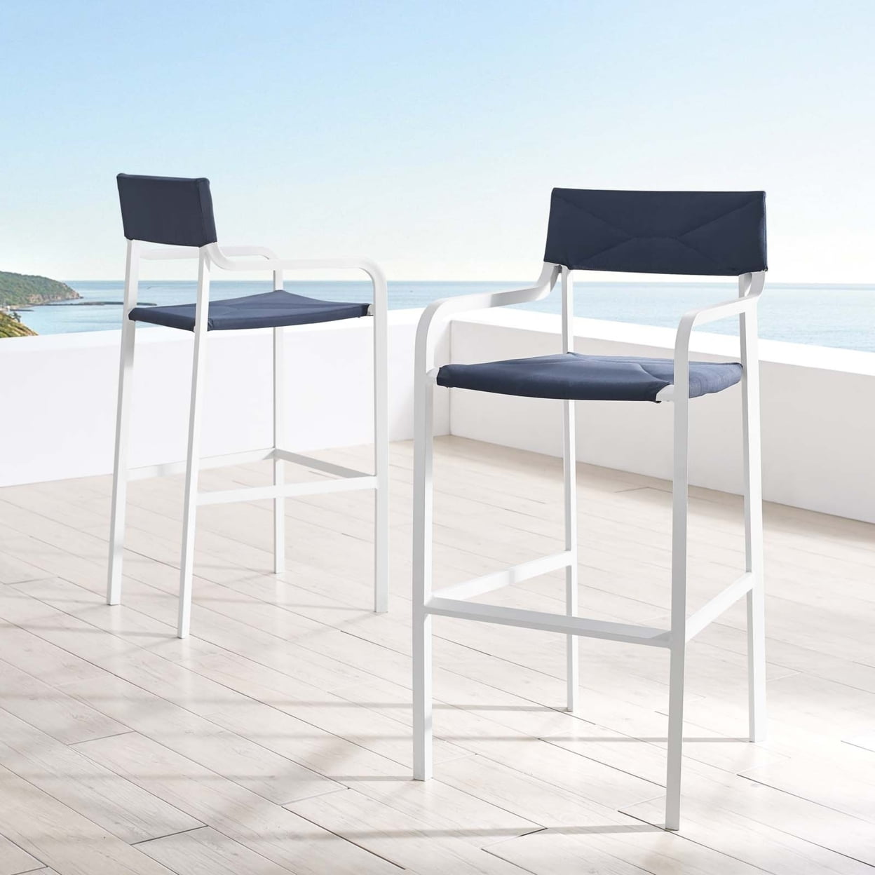 Raleigh Outdoor Patio Aluminum Bar Stool Set of 2-EEI-3963 - Walmart.com