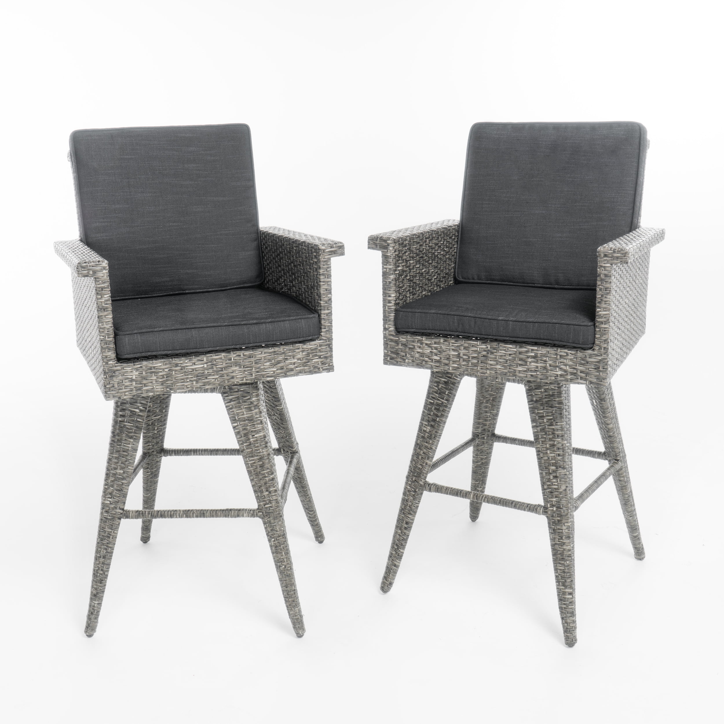 Raleigh Outdoor Wicker 30" Bar Stools with Cushions, Set of 2 - Walmart.com