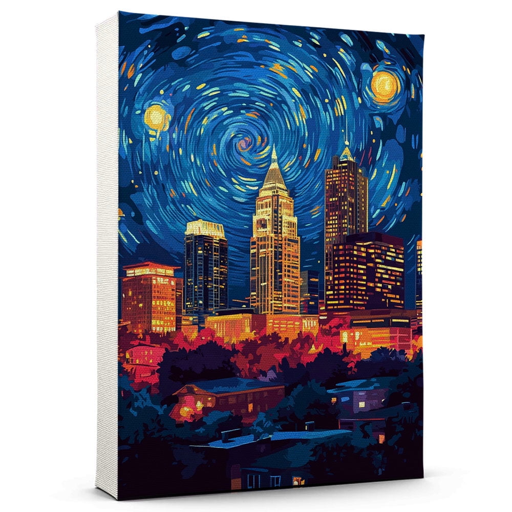 Raleigh Travel Canvas Prints, North Carolina Starry Night Travel decor ...