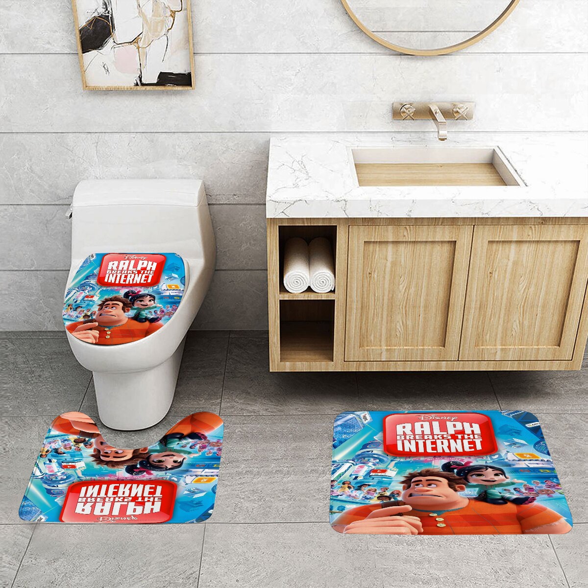 Ralph Breaks the Internet floor mat and toilet set is durable,and adds ...