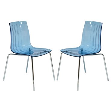Astor Water Ripple Design Dining Chair Set of 2 - Transparent Blue ...