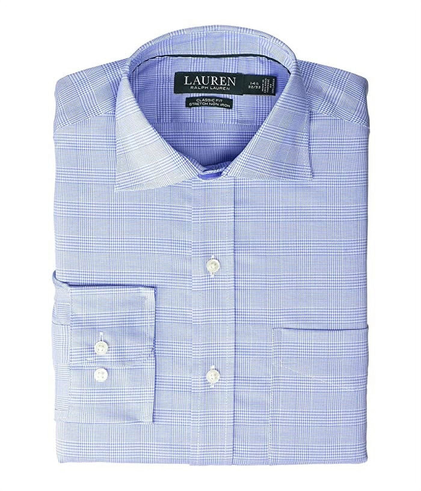 Ralph Lauren Men's Non-Iron Stretch Twill Dress Shirt Blue Size -17 ...