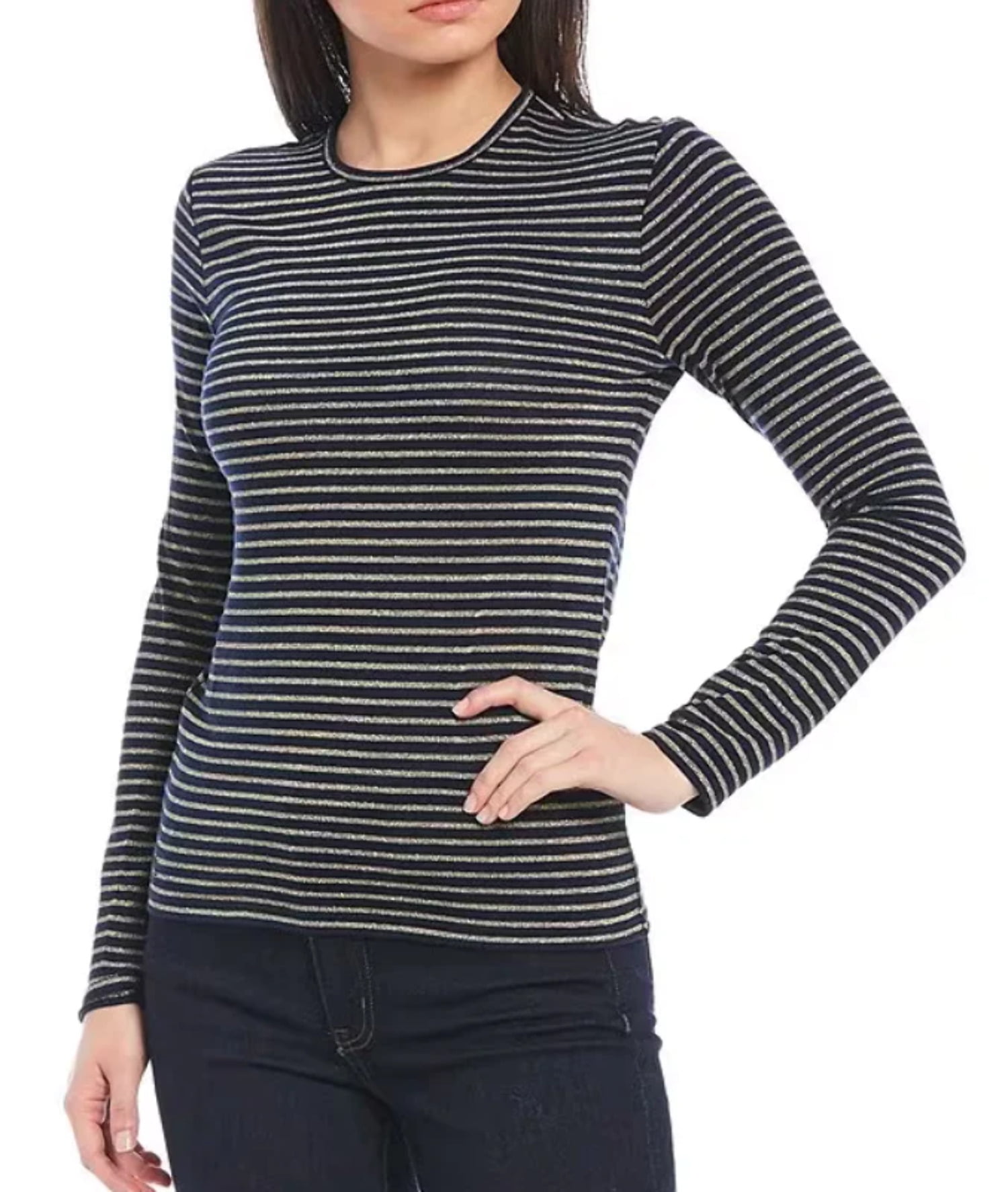 Ralph Lauren Metallic Stripe Crew Neck Top - Walmart.com