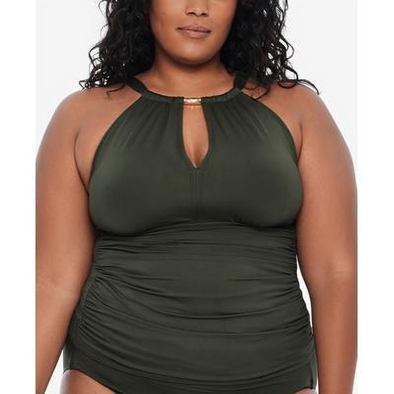 Lauren Ralph Lauren Plus Size High Neck Tummy Control Tankini - Olive ...