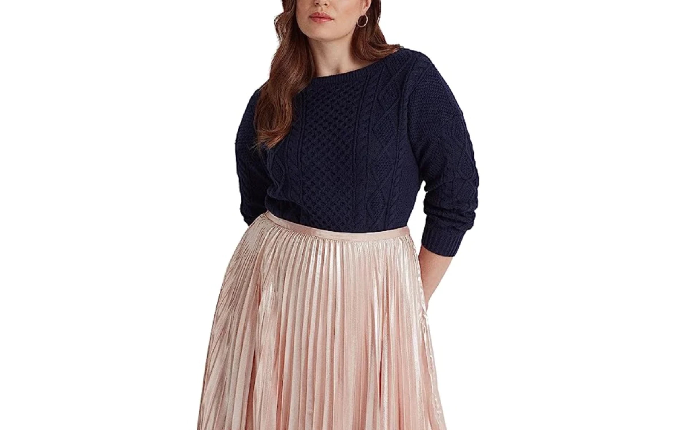 Ralph Lauren Plus Size Aran-Knit Boatneck Sweater - Walmart.com