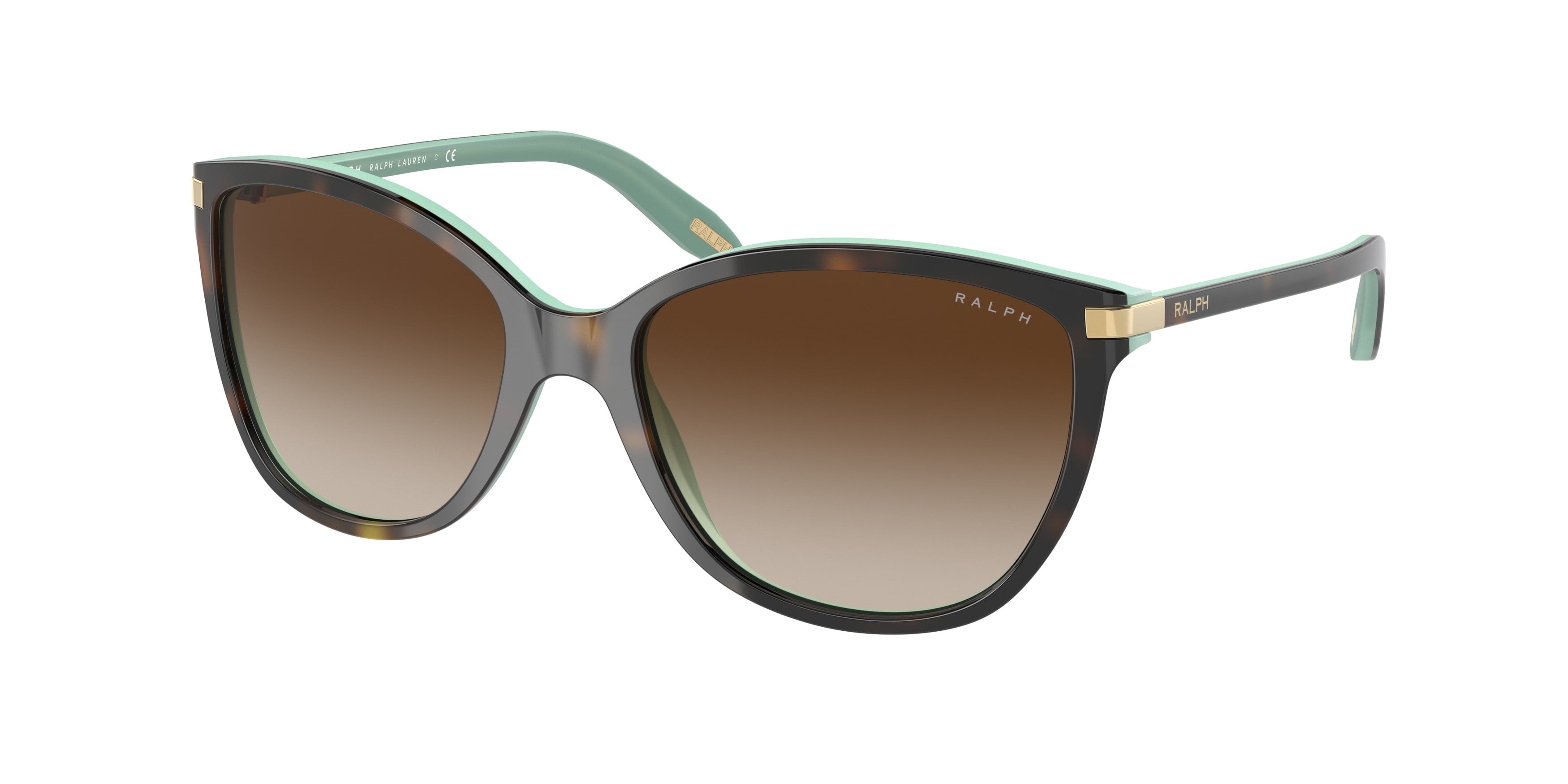 Ralph Lauren RA 5160 Plastic Womens Cat-Eye Sunglasses Shiny Havana on Acquamarine 57mm Adult ...