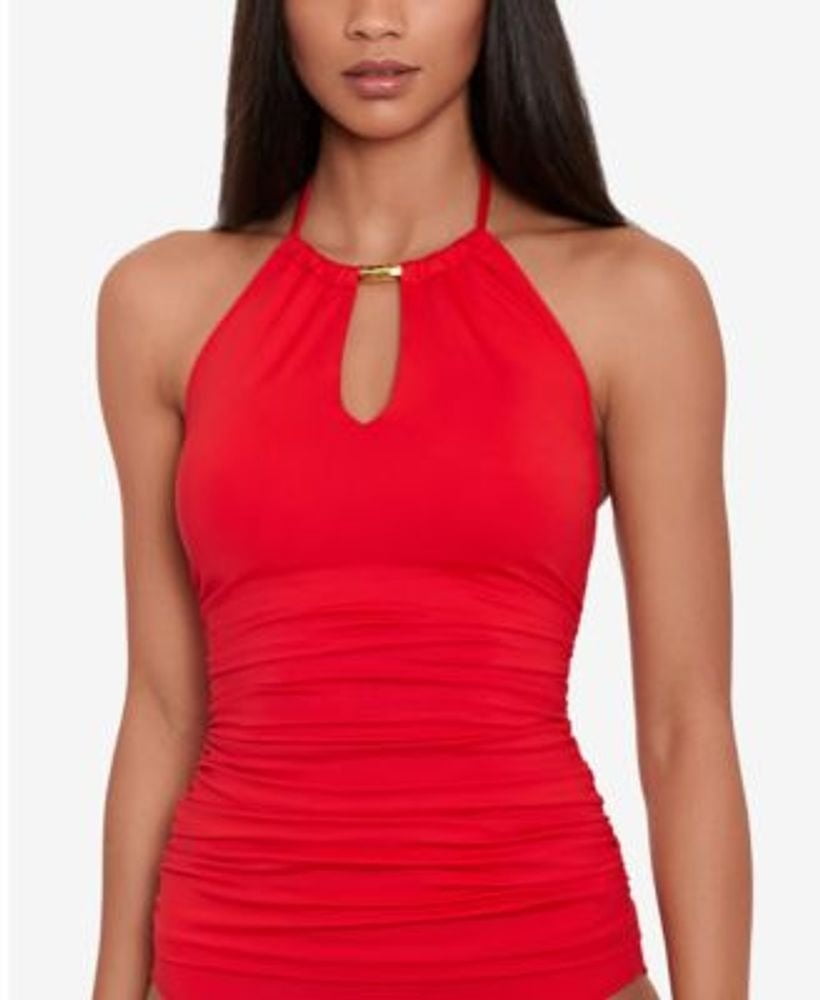 Ralph Lauren RED High Neck Tummy-Control Tankini Swim Top, US 6 ...