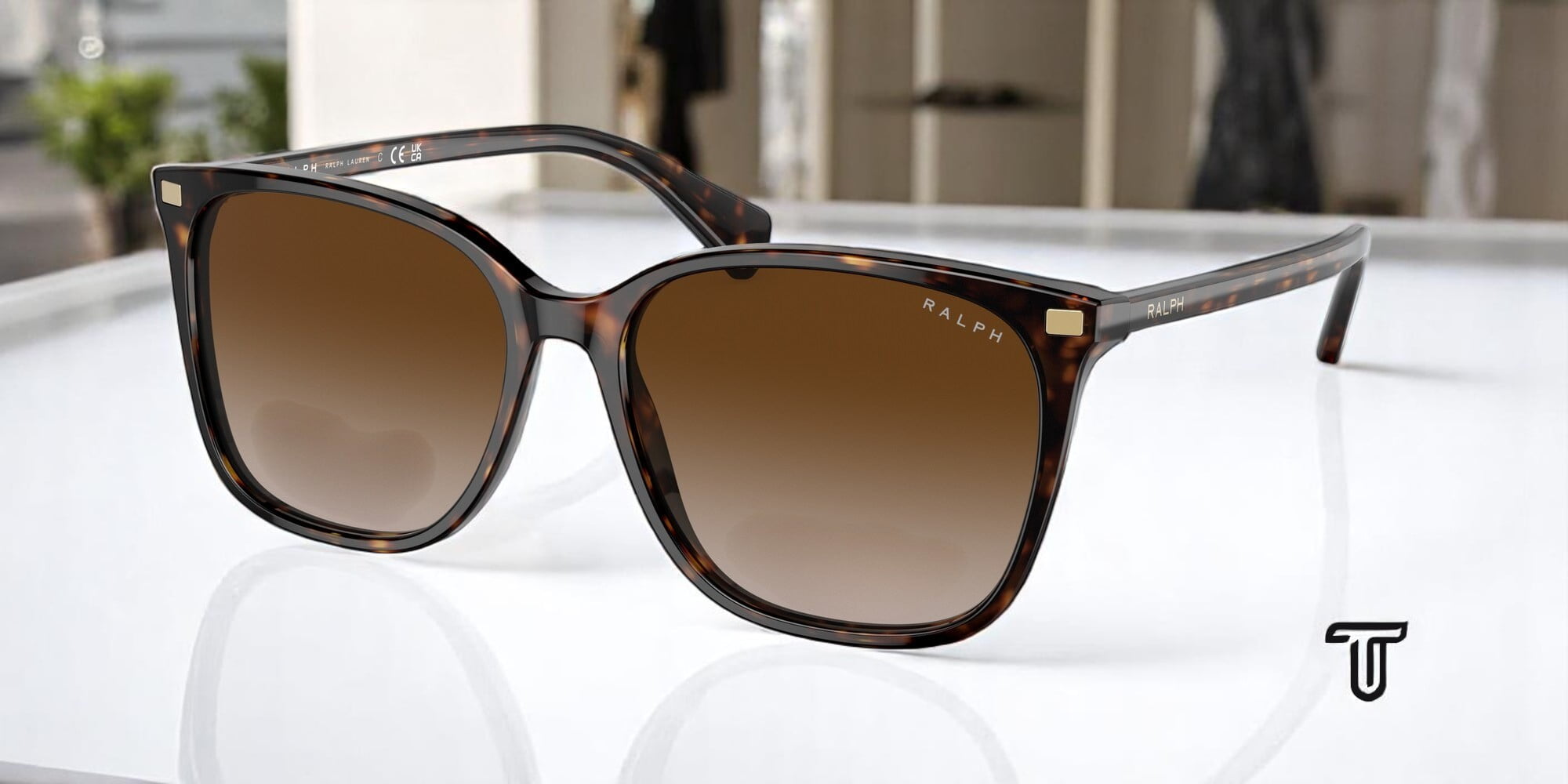 Ralph Lauren VVCV RA 5293 Plastic Womens Square Sunglasses Shiny Dark ...