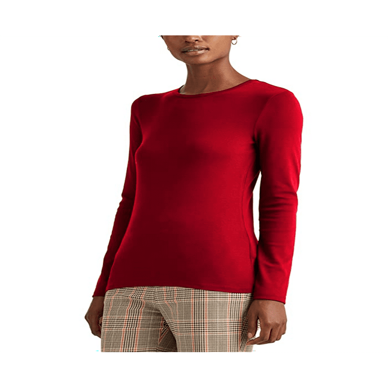 Ralph Lauren Women's Cotton Blend Long Sleeve Top Red Size Small