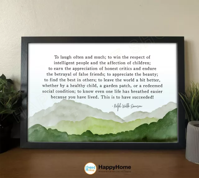 Ralph Waldo Emerson Quote Wall Art What Is Success Inspirational Art ...