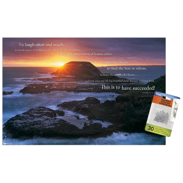 Ralph Waldo Emerson - To laugh often and much. Wall Poster with Push ...