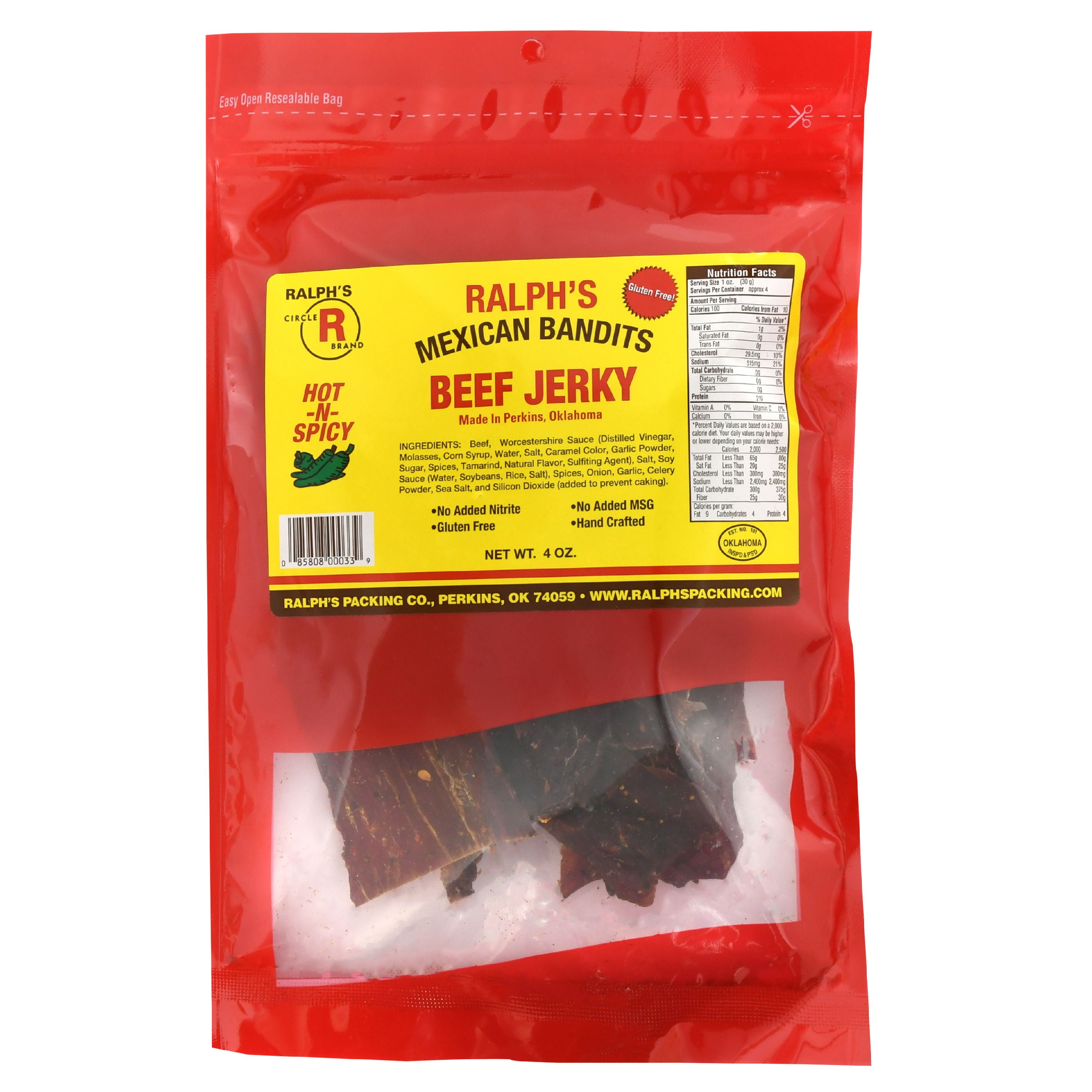 Ralph's Gluten-Free Mexican Bandits Beef Jerky 4oz Resealable Bag ...