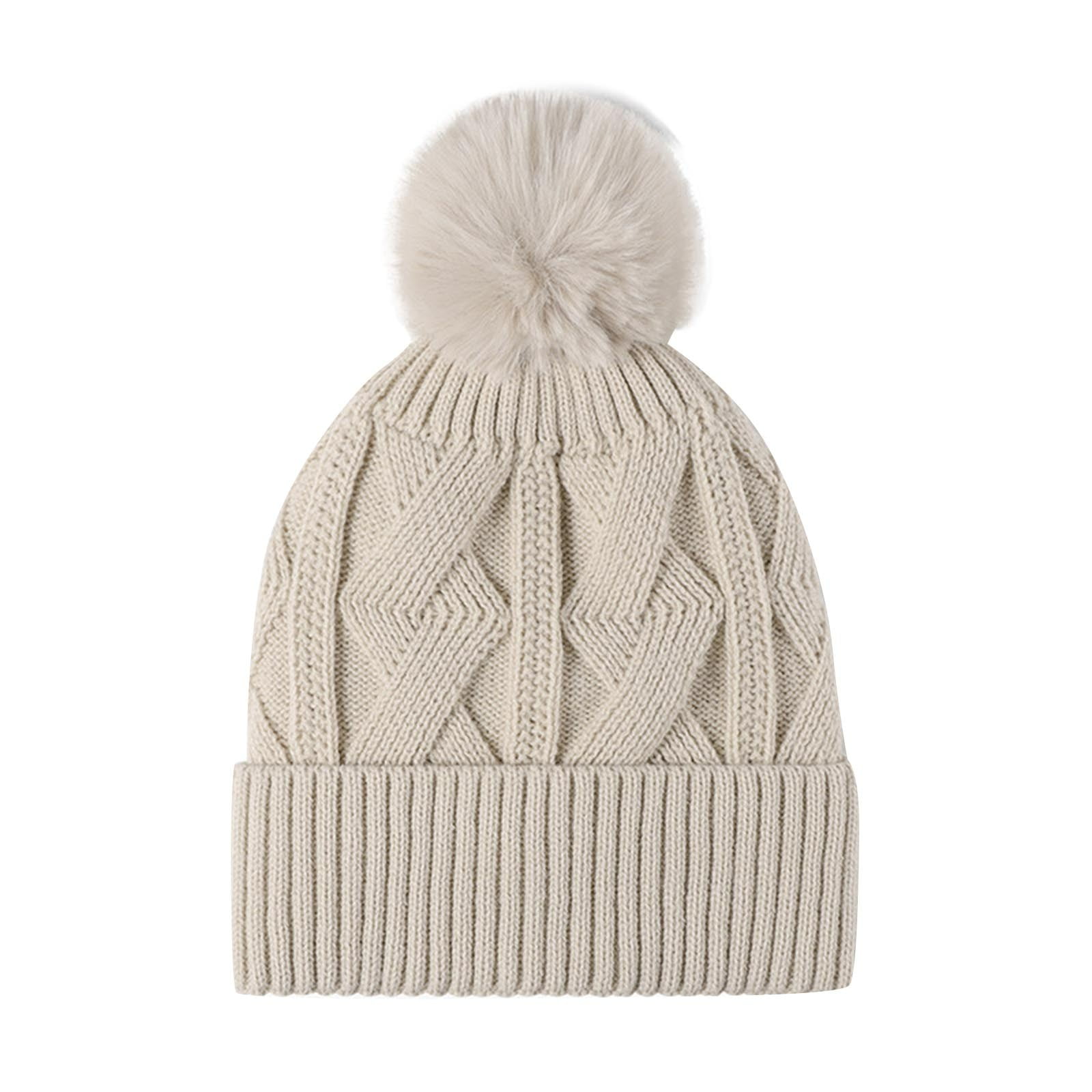 absanyy Women's Cable Knit Pom Pom Beanie - Acrylic, Warm, Stretchy ...