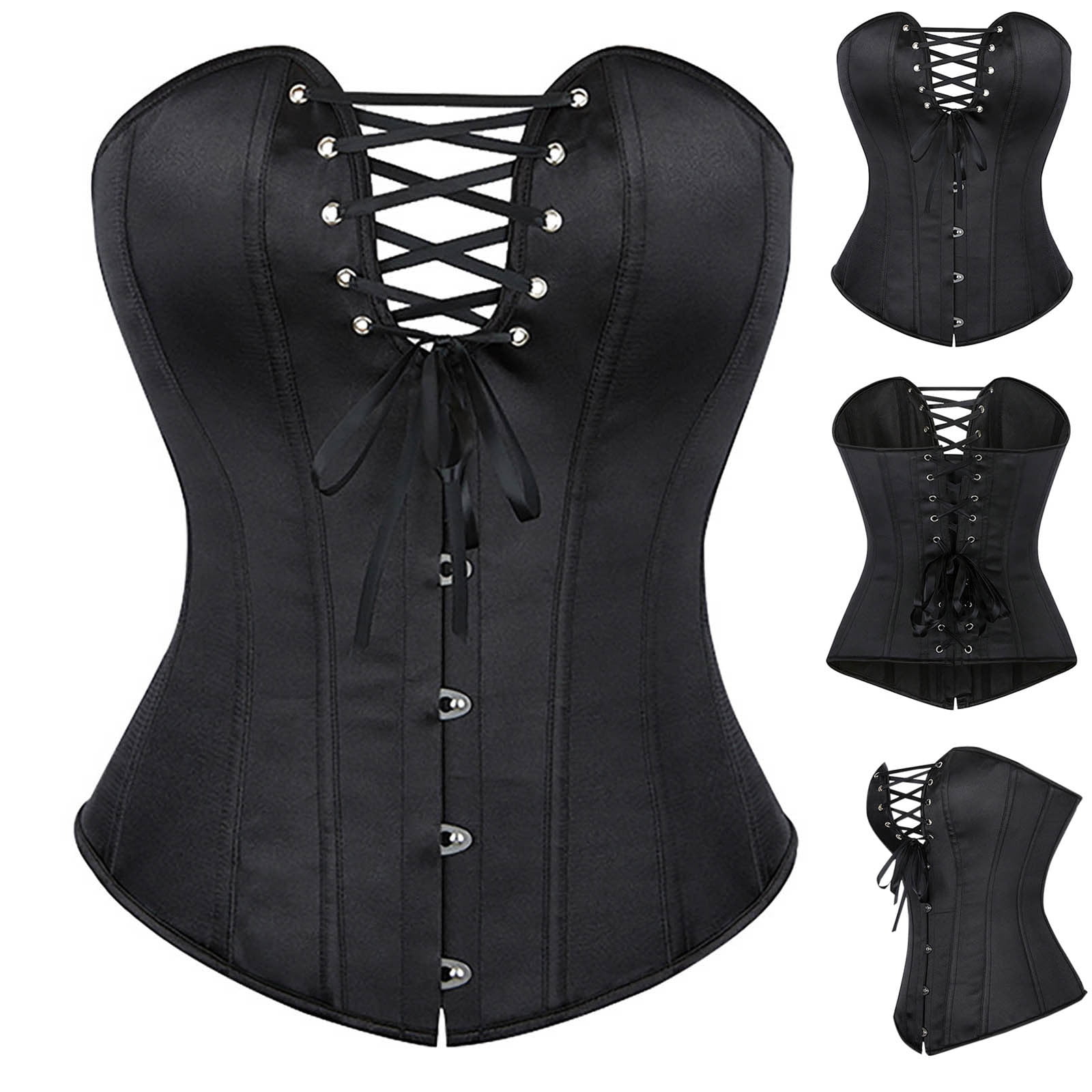 absanyy Women's Gothic Army Green Corset - Boned, Lace Up Front, Busk ...