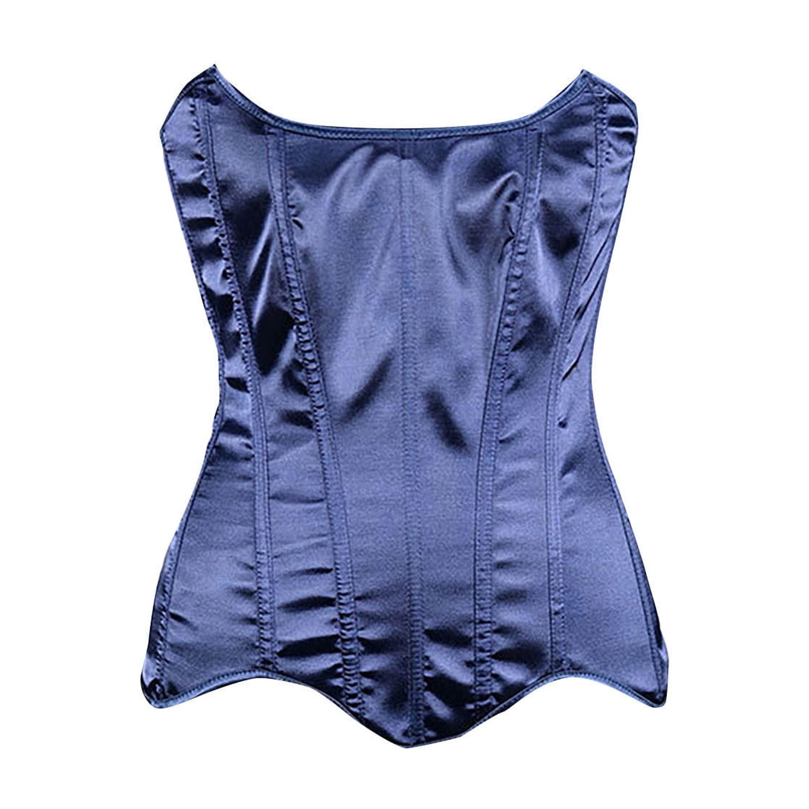 absanyy Women's Satin Corset Top - Square Neck Boned Waist Cinching ...