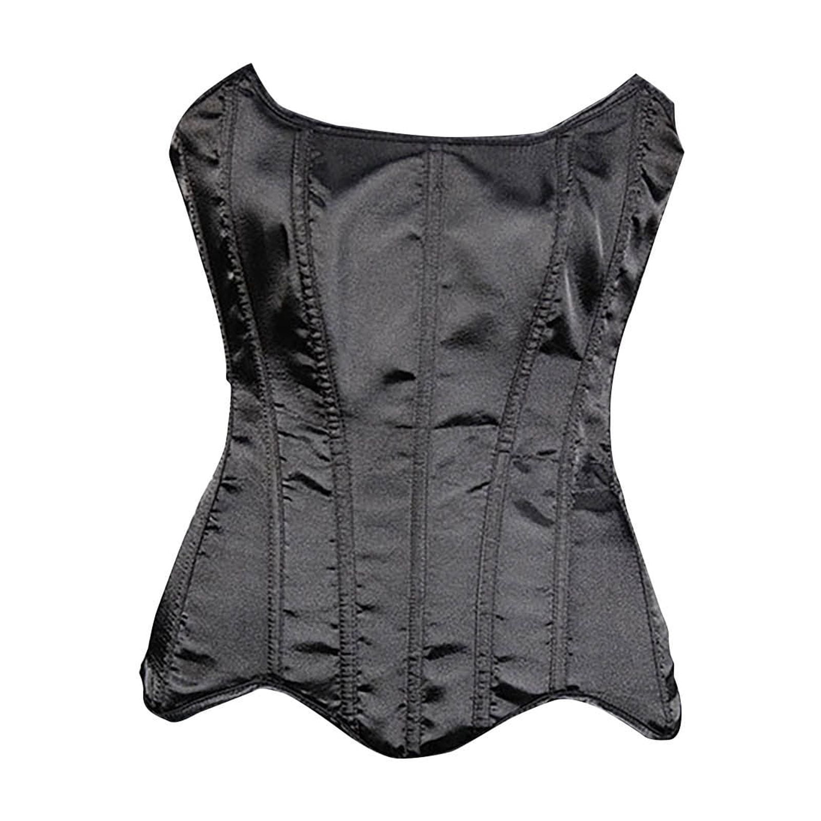 absanyy Women's Satin Corset Top - Square Neck Boned Waist Cinching ...