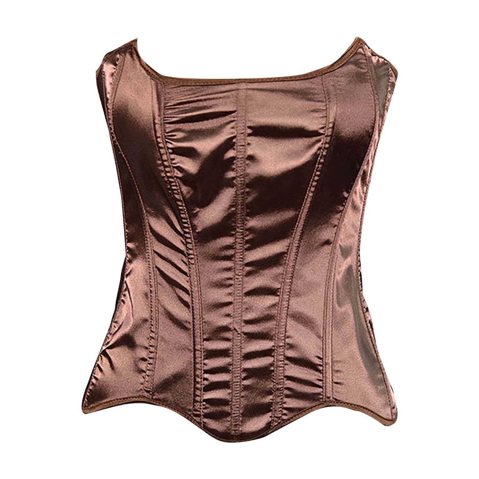 absanyy Women's Satin Corset Top - Square Neck Boned Waist Cinching ...