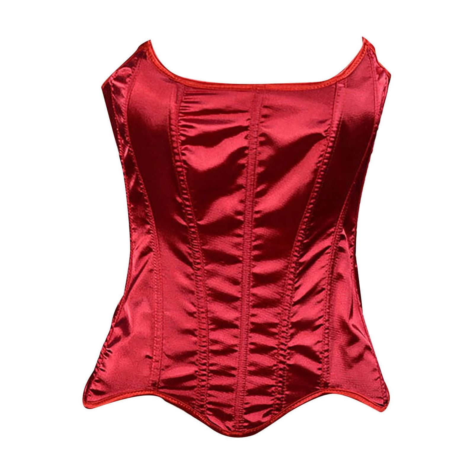 absanyy Women's Satin Corset Top - Square Neck Boned Waist Cinching ...