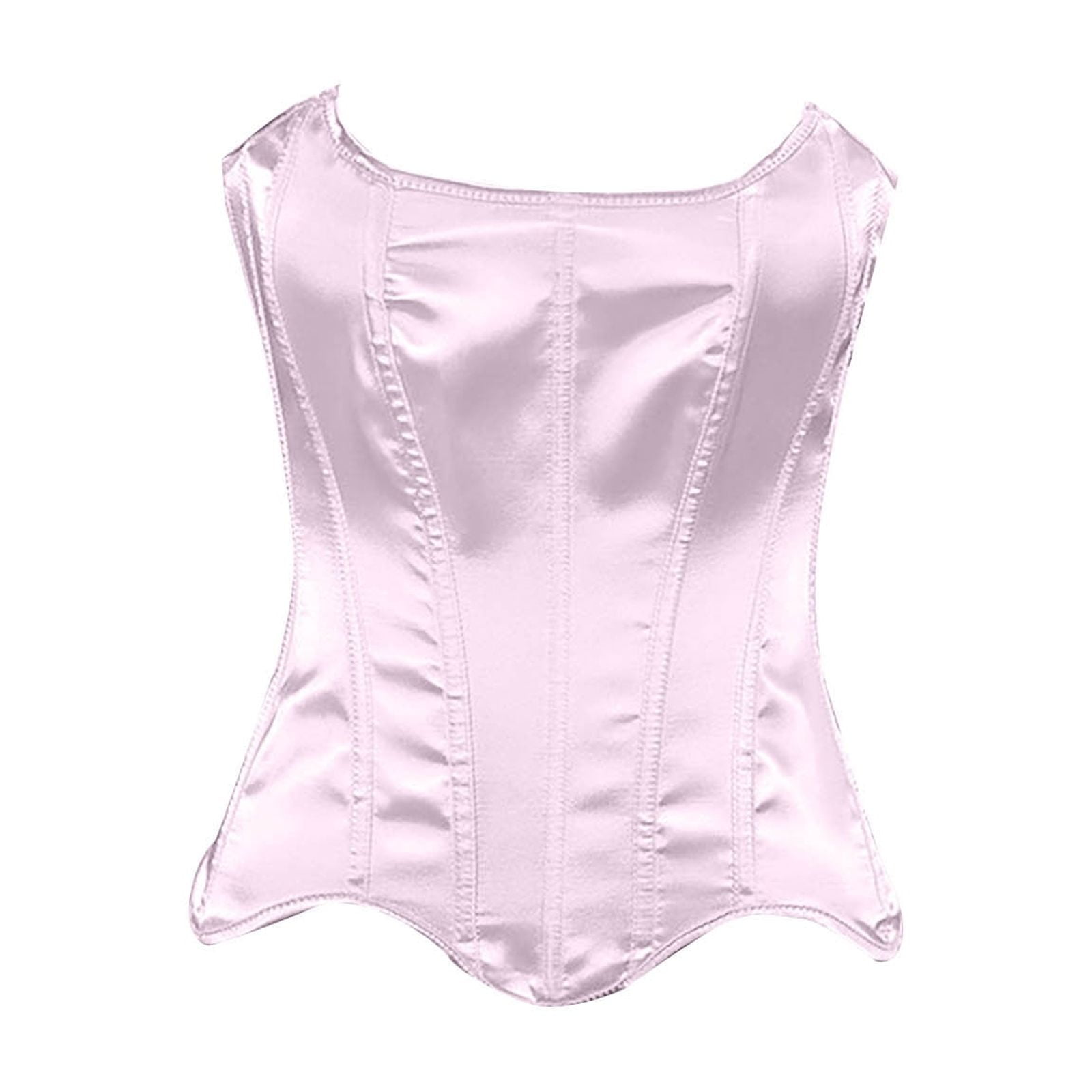 absanyy Women's Satin Corset Top - Square Neck Boned Waist Cinching ...