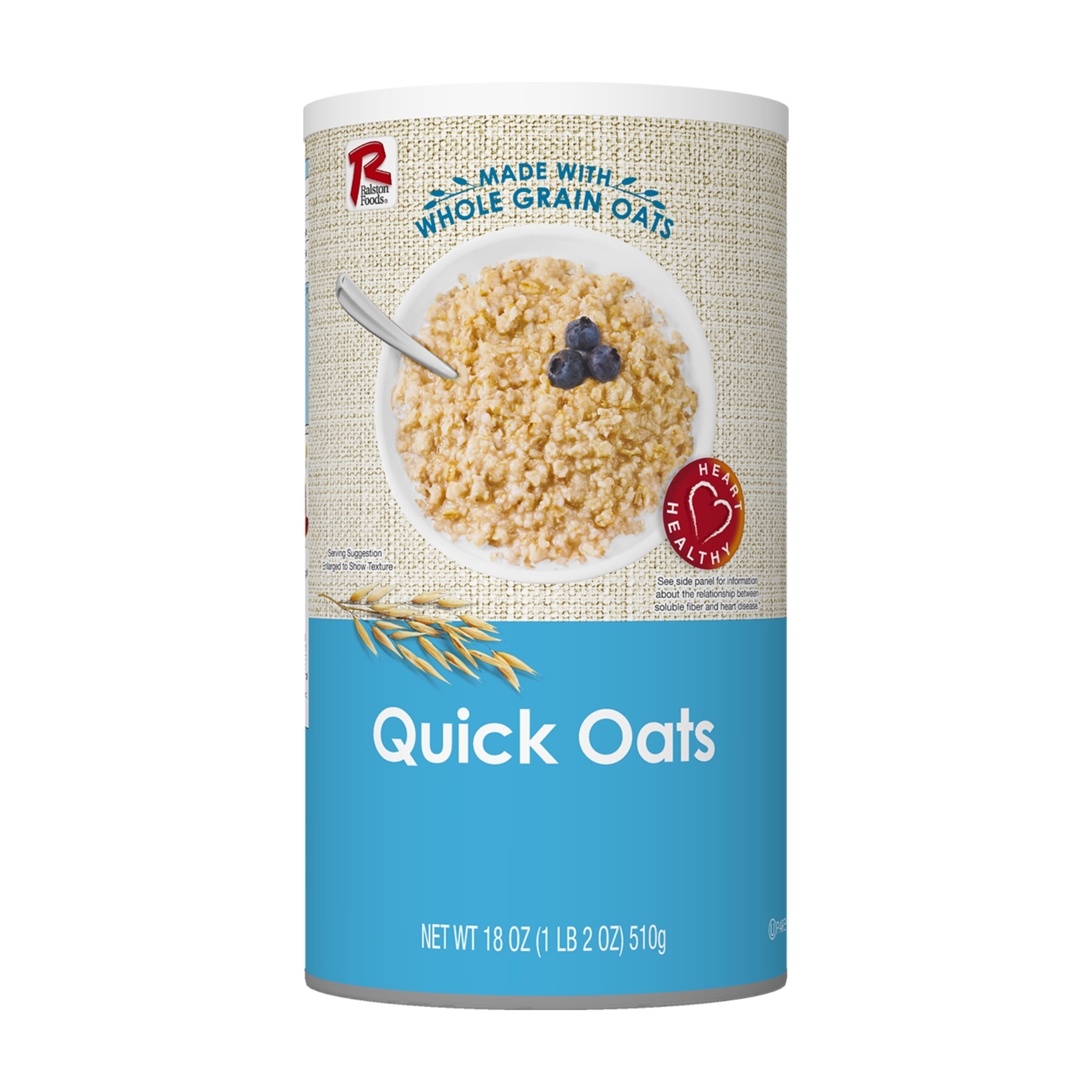 Ralston Cereal, Quick Cook Oatmeal, 18 oz Canister - Walmart.com