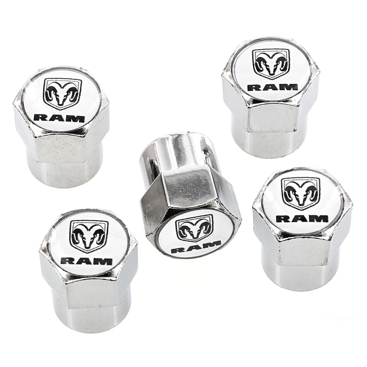 Ram, Chrome Wheel Valve Stem Caps, Pack of 5, Fits All Vehicles ...