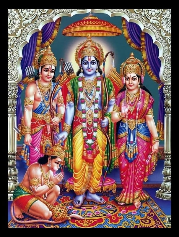 Ram Darbar Lord Shri Rama Sita Parivar Poster Print Framed, 7x9 Inch ...
