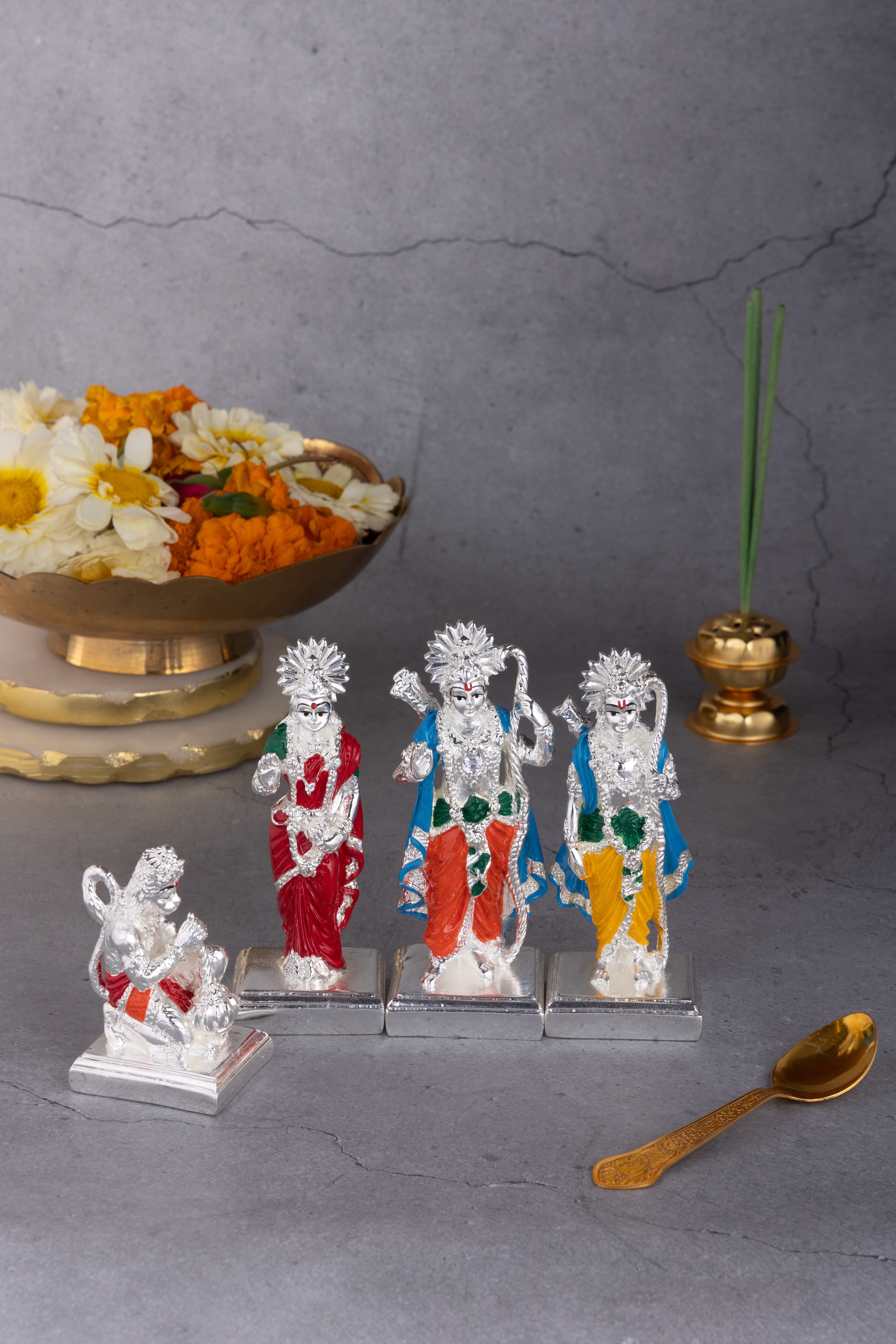 Ram Darbar Set of 4 Idols in Silver - 4.5 Inches - Walmart.com