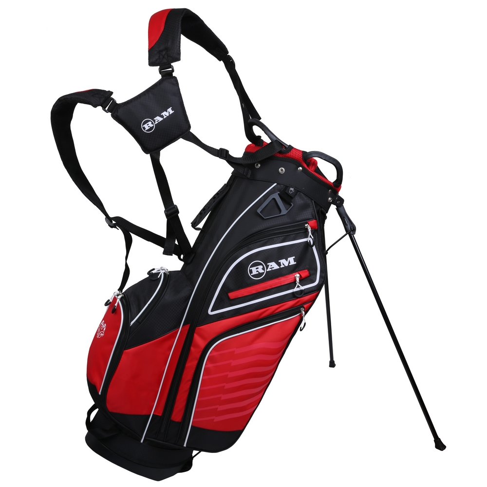 Ram Accubar Lightweight Stand Golf Bag, Nylon, 8 Pockets, Adjustable ...