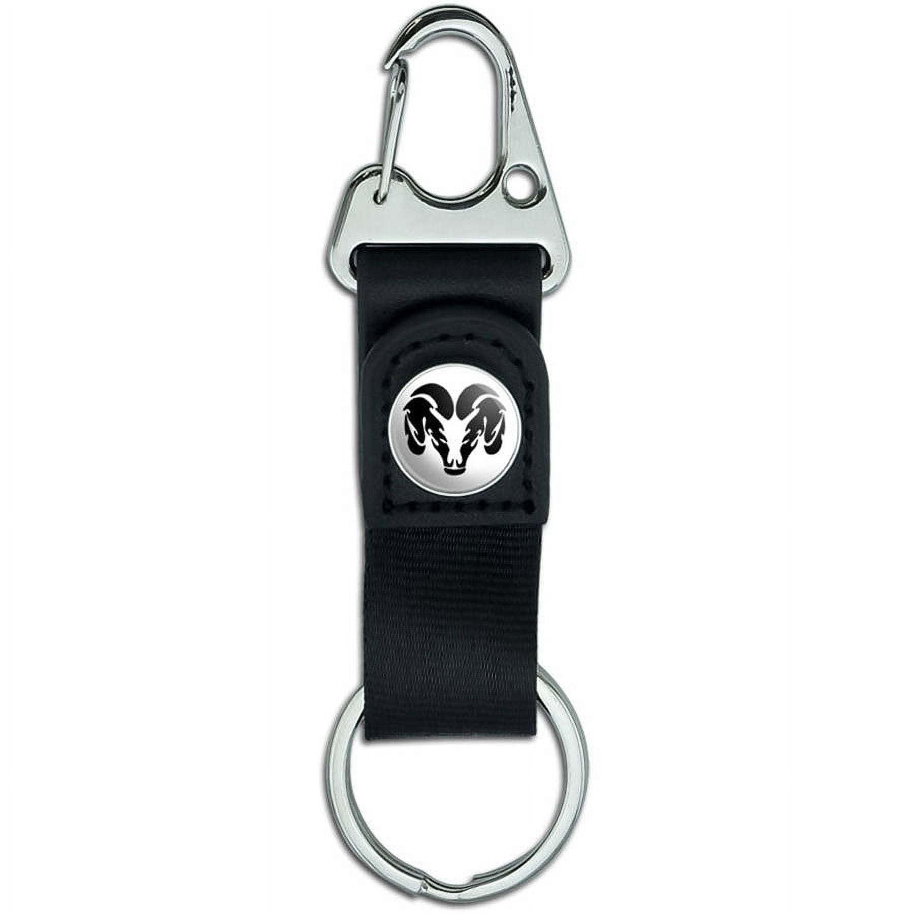 Ram Head Black on White Belt Clip On Carabiner Leather Keychain Fabric ...