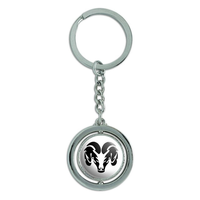 Ram Head Black on White Spinning Circle Metal Keychain - Walmart.com