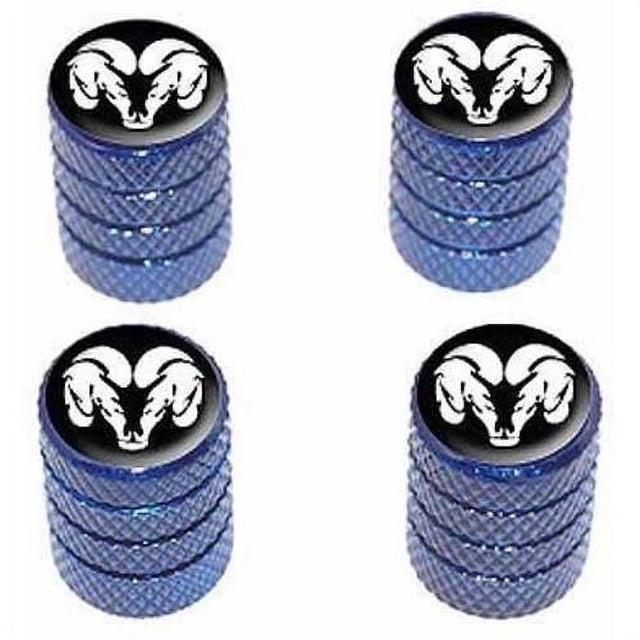 Ram Head White on Black Tire Rim Wheel Aluminum Valve Stem Caps ...
