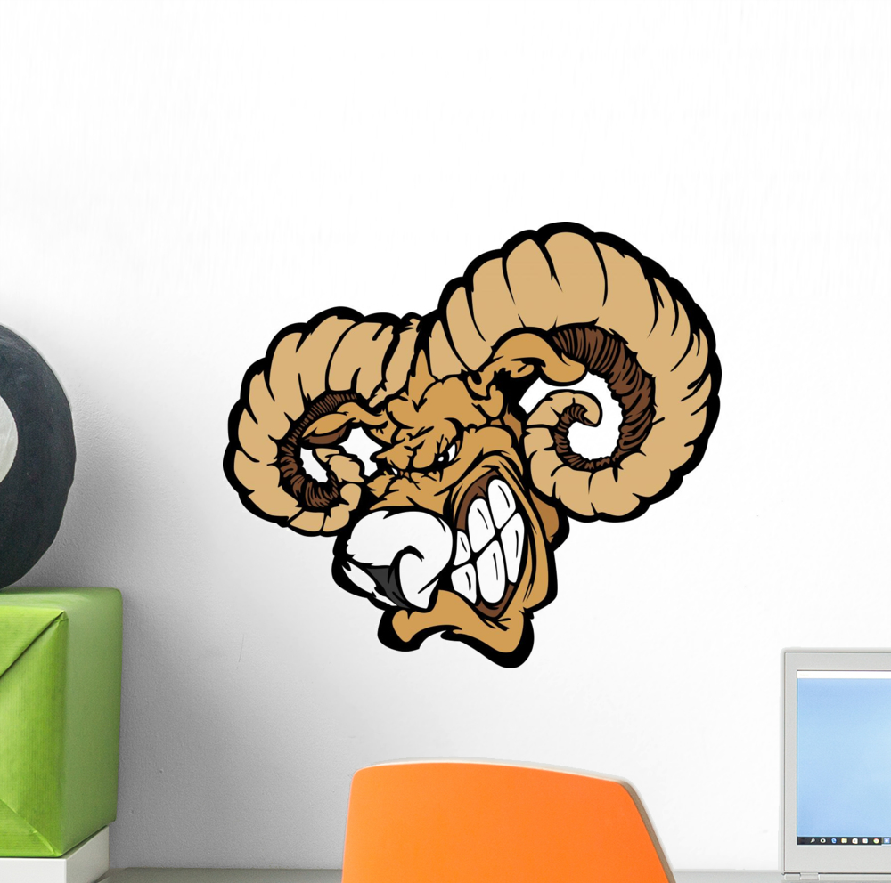 Ram Mascot Cartoon Vector Wall Decal by Wallmonkeys Peel and Stick ...
