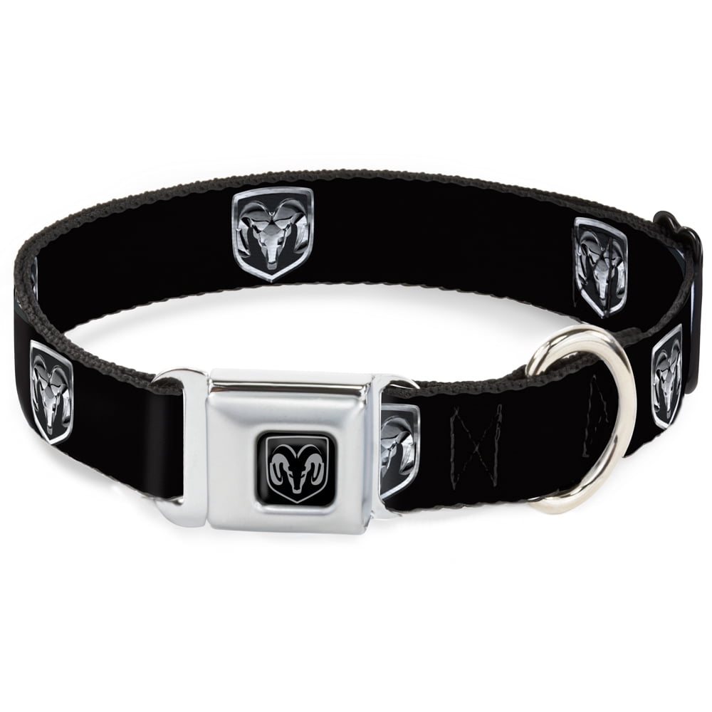 Ram Pet Collar, Dog Collar Metal Seatbelt Buckle, Ram Black Silver Logo ...