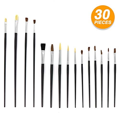 Ram-Pro Brushes Set Brush Flat Small Tipped Craft Art Painting Hog ...