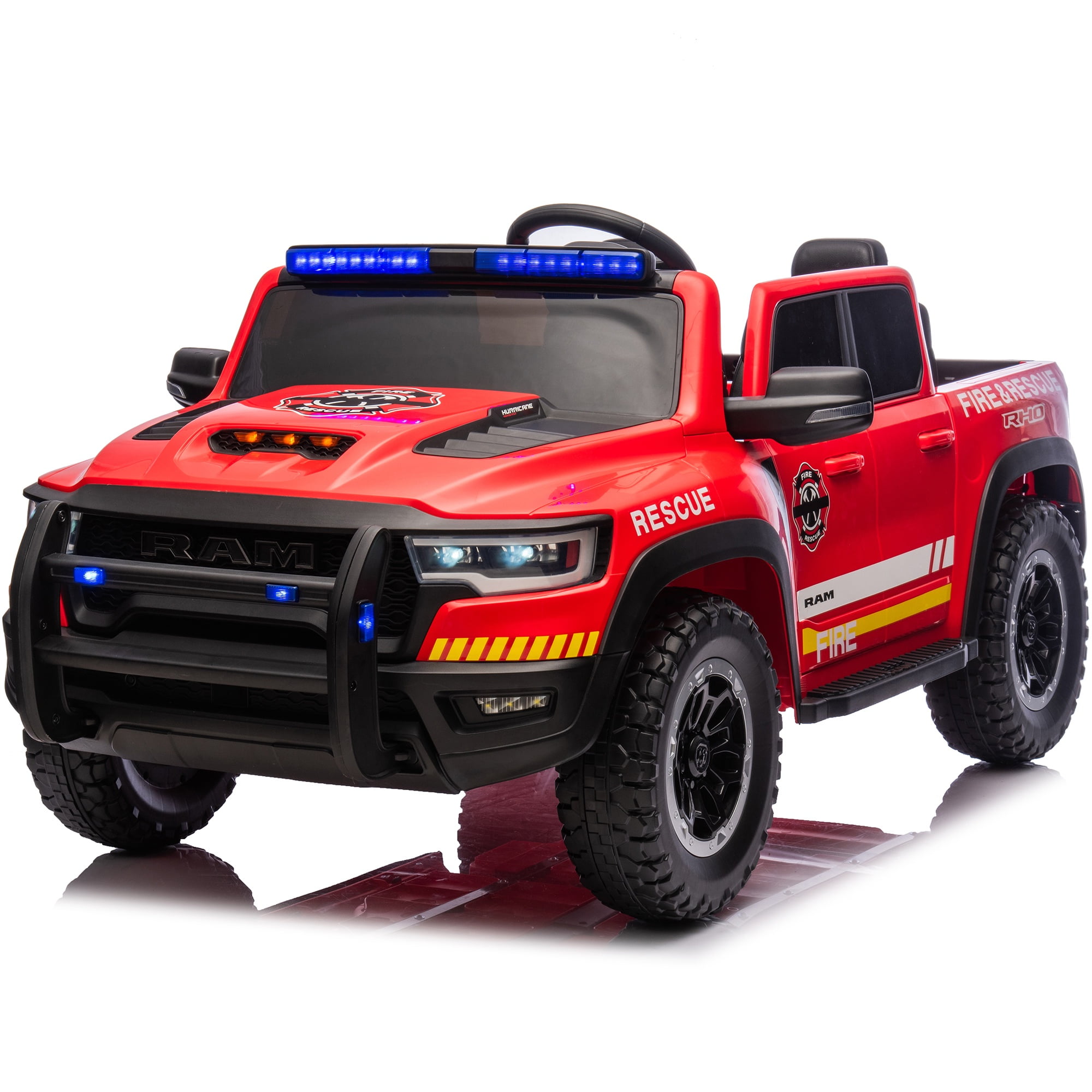 Ram Ride on Fire Truck 2 Seater, 24V Ram 1500 Battery Powered Ride on ...