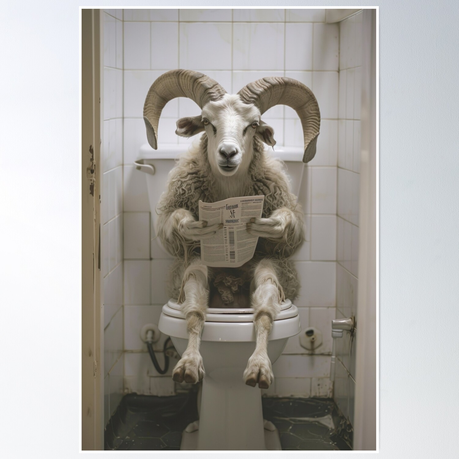 Ram Sitting On The Toilet Reading A Newspaper Poster Wall Art, Modern ...