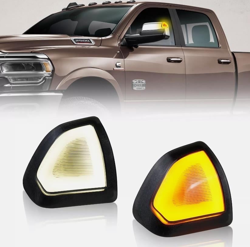 Ram Turn Signal Light Mirror Lamp & White Daytime Running Light Assembly Switchback Smoked Lens ...